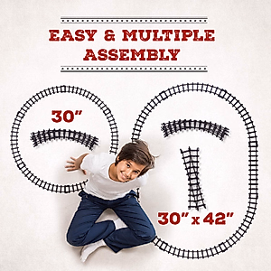 Kids Train Set - Electric Train Set for Boys 3-5 w/Lights & Sound, Train Toy Railway Kits Gift Toy w/Steam Locomotive Engine, 4 Horses & Tracks, for 4-7