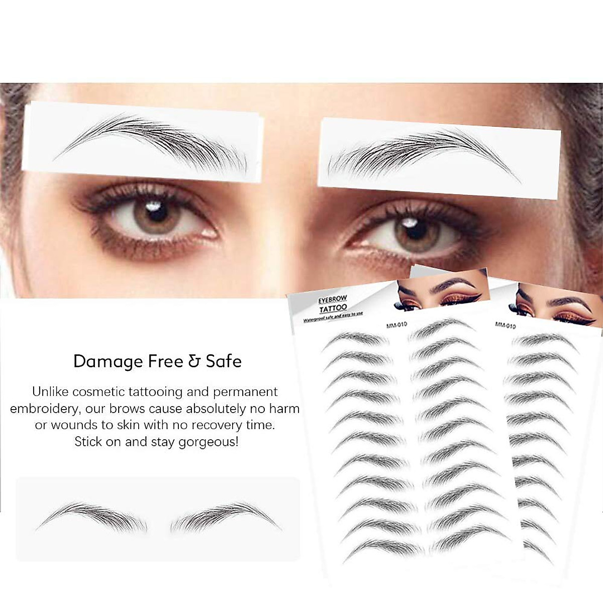 22-Pairs 4D Eyebrow Tattoo Stickers, Hair-Like Authentic Eyebrows, Waterproof Natural Eyebrow Tattoo Stickers
