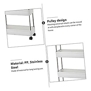 USHOBE Trolley 4 Storage Rack Kitchen Slide Out Cart Bathroom Rolling Cart Storage Rack with Wheels Makeup Rolling Cart Slim Storage Cart Wheel Dolly Cosmetics Organizer Storage Basket