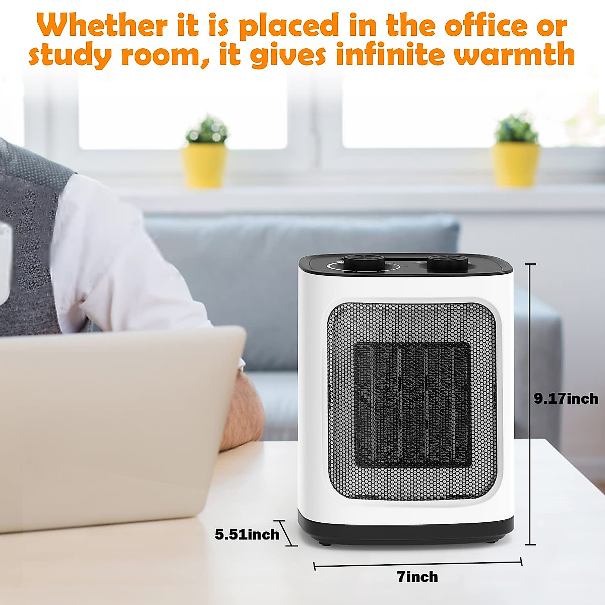 COWSAR Portable Space Heaters for Indoor Use 1500W Small Space Heater with Thermostat Personal Desk Heater for Office Bedroom