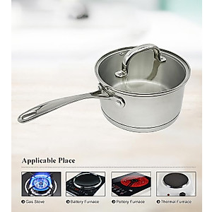 MAGGOPAN Stainless Steel Saucepans Impact Bonded Right Angles SS Saucepan 3.3QT 20cm