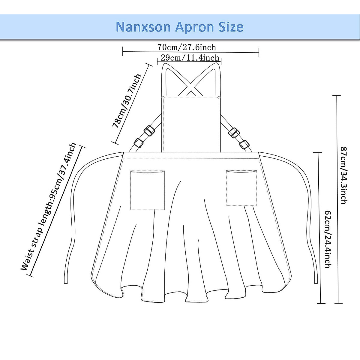 Nanxson Women Cotton Linen Apron Cross Back adjustable Work Apron Gardening Apron Chef Apron CF3046