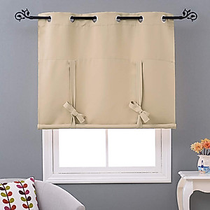 NICETOWN Roman Shade Valances for Windows - Tie Up Balloon Kitchen/Bathroom/Farmhouse Window Curtain Shade(Biscotti Beige, Grommet Top Panel, W46 x L63)