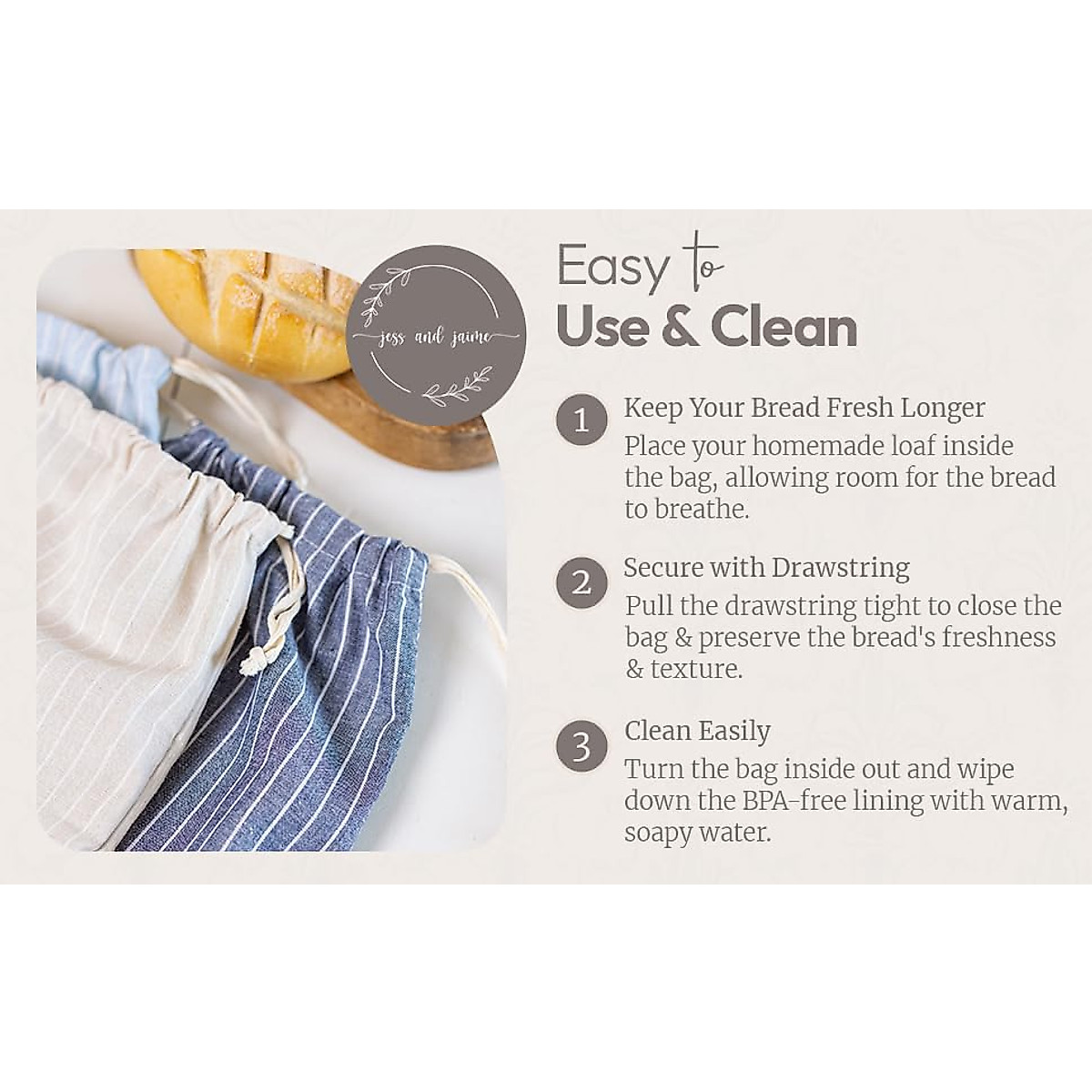 Reusable Bread Bags For Homemade Bread Sourdough 3 Pack XL 16.5 x 12 in Linen Bread Bags for Homemade Bread Storage, Lined Sourdough Bread Bags for Sourdough Rounds, Bread Storage For Homemade Bread