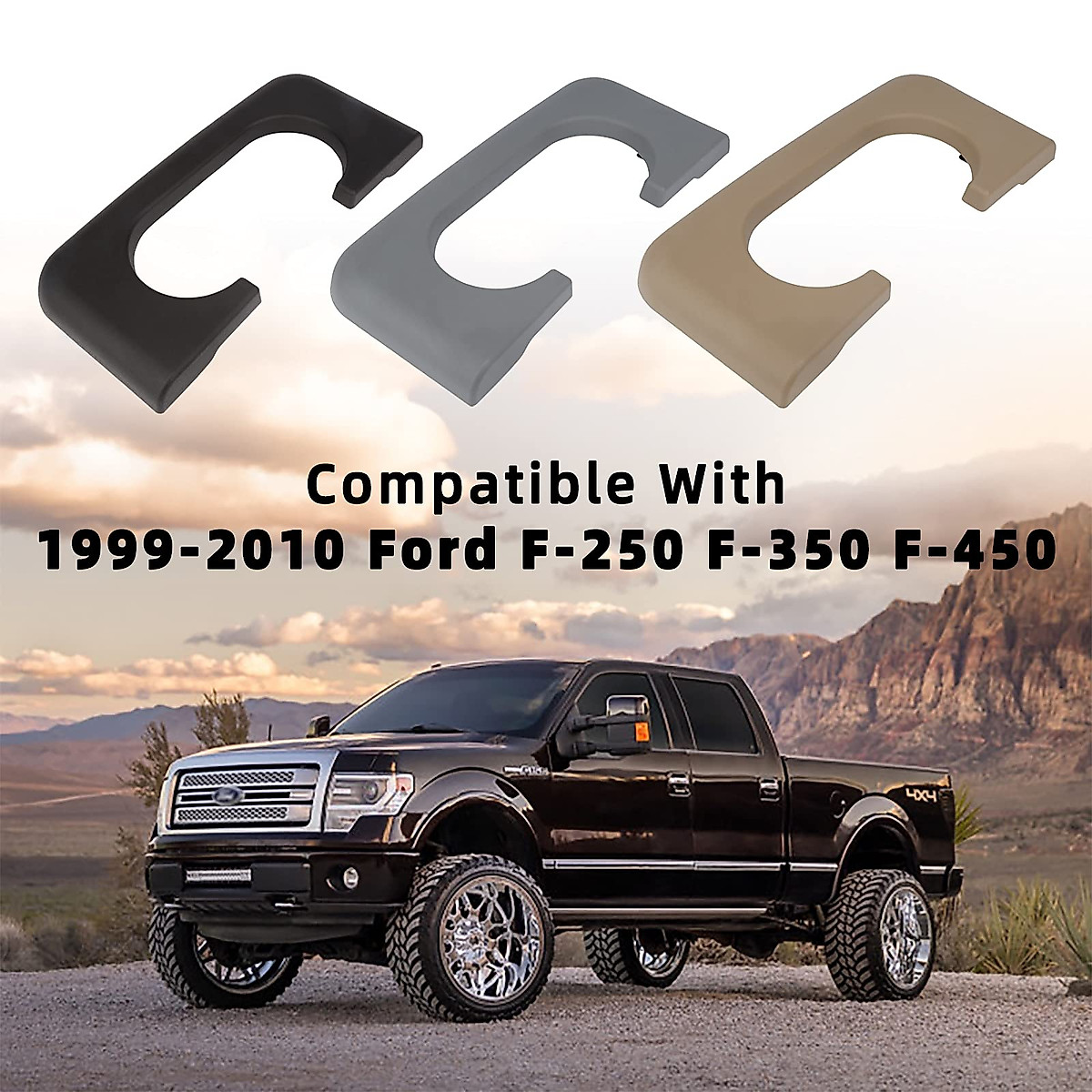 ONER Center Console Cup Holder Replacement Pad, Bench Seat Center Console Cupholder Armrest Pad,Include 2pcs Coasters,Compatible with 1999-2010 Ford F-250 F-350 F-450 (Grey)