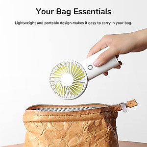 JISULIFE Handheld Fan with 30 Hours of Cooling, 6000mAh Battery, USB Rechargeable Portable Fan for Travel, Makeup, Concerts & Commute – Stay Cool Everywhere (White)