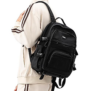 School Backpack for Teens Girls Boys,Middle High School Bookbag Casual Travel Daypack,Waterproof College Rucksack with laptop compartment Small Lightweight Business for Hiking for Women Men Black