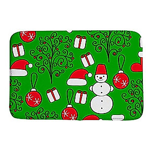 ZHONGJI Bath Mat Bath Rug Floor Mats Non-Slip Memory Foam Soft Rubber Back ﻿Snowmen Gifts Balls Hats Red Green Dry Fast Machine Washable Hotel Bathroom 36 x 24 Inch