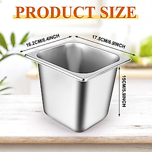 8 Packs Stainless Steel Hotel Pans 1/6 Size x 6" Deep Steam Table Pan with Lids Commercial Food Storage Containers Stackable Metal Steamer Pan Anti-Jam Hotel Pan Restaurant Warm Pans for Buffet Party