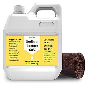 12 Ounce Sodium Lactate for Soap Making & Lotions, Premium Sodium Lactate Liquid, 60% Concentration, Cosmetic Grade, Moisturize Anti-Aging, Makes Soap Harder and Unmold Faster