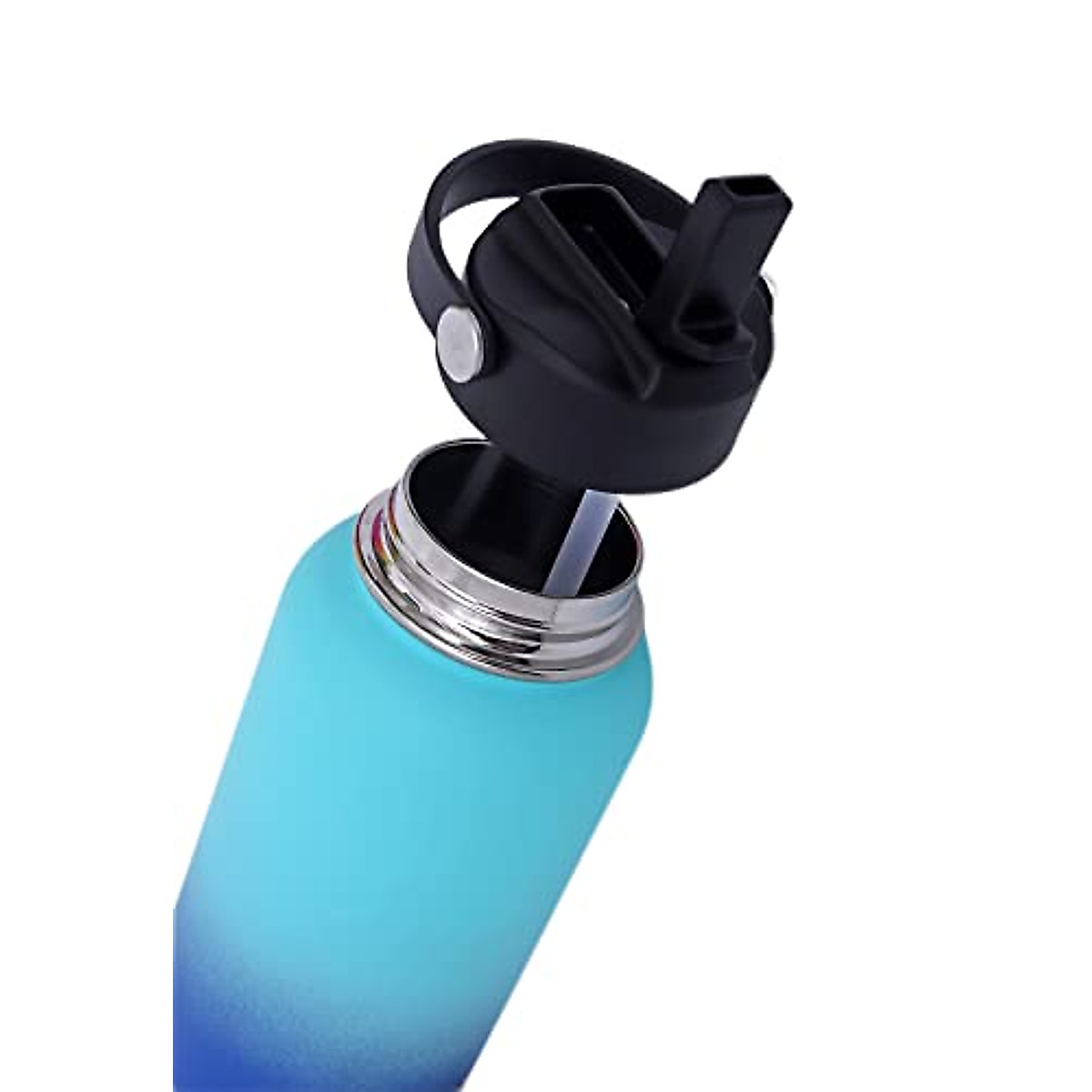 WKZXNIU Stainless Steel Water Bottle with Straw, 32oz, BPA Free, Leak Proof, 2 Lids, for Gym Travel and Camping (Blue/Green)…