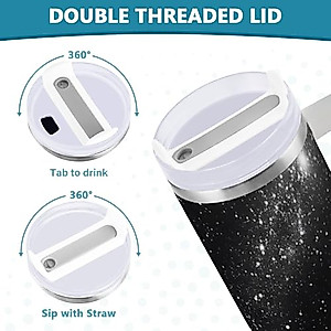 Jihqo Galaxy Black 40 oz Stainless Steel Vacuum Insulated Tumbler with Handle and Straw Lid, Leakproof Water Bottle Double Wall Travel Mug Coffee Cup, Cupholder Friendly