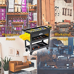 T-HAKEN 3-Tier Rolling Tool Cart with Drawer (Keyed) - Black and Yellow Tools Box Cabinet on Wheels.