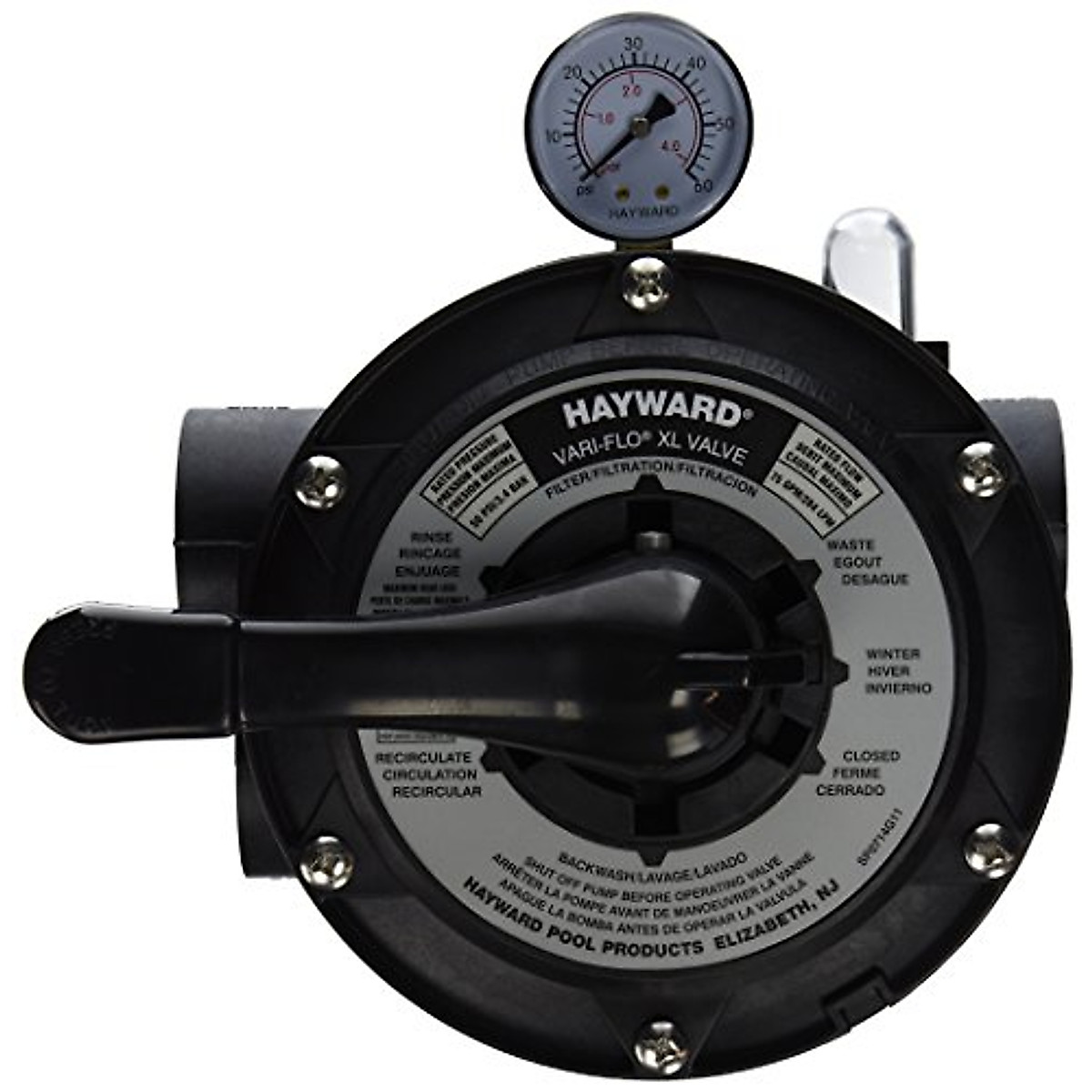 Hayward SP0714T VariFlo Top-Mount Multiport Valve, Black
