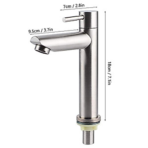 Haofy Sink Faucet, Single Handle Water Faucet, Single Cold Kitchen Faucet with Pull Down Brushed, Commercial Modern rv Stainless Steel Kitchen Faucets(Flat Single Cold Faucet)