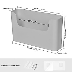 JOMOLA No Drilling File Holder Mail Organizer Wall Mount File Organizer Holder Office Wall Hanging Files Magazines Organizer Plastic Door Mount Wall Pocket Organizer with Adhesive Pad, Gray (1 Count)