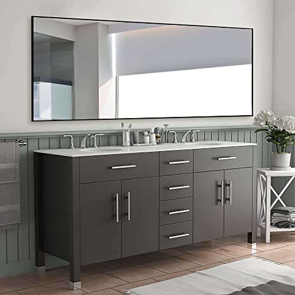 KIAYACI Full Length Mirror Oversized Floor Mirror with Stand Bedroom Dressing Mirror Full Body Wall Mirror (Black, 71" x 24")