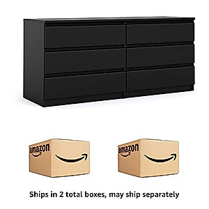 Tvilum 6 Drawer Double Dresser, Black Matte