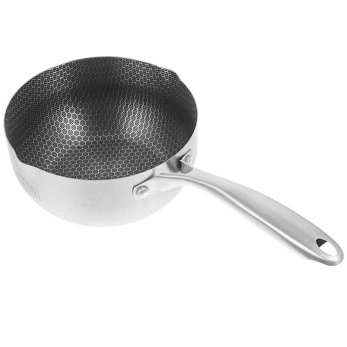 Amosfun Yukihira Saucepan, Traditional Japanese Yukihira Pot Stainless Steel Saucepan Milk Sauce Small Noodle Pot with Handle and Dual Pour Spout Stainless Steel Cookware 20cm