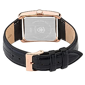 Valence Women's Wrist Watches. Vintage Large Face Square Watches for Women. Classic Ladies Quartz Watches with Black Leather Band. Womens Waterproof Watch with Day and Date(Model: 088-Black)