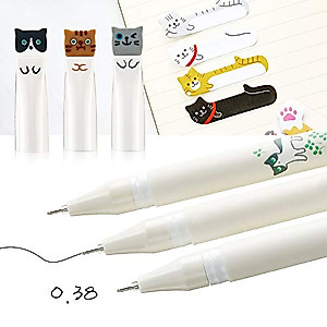 12 Pieces Cute Cat Pens Cats Design Gel Ink Pens Kawaii Writing Pen and 320 Pieces Cute Cat Sticky Notes Page Bookmarks Flags Tab for Cat Lovers Kids Stationery School Office Supplies(Classic Style)