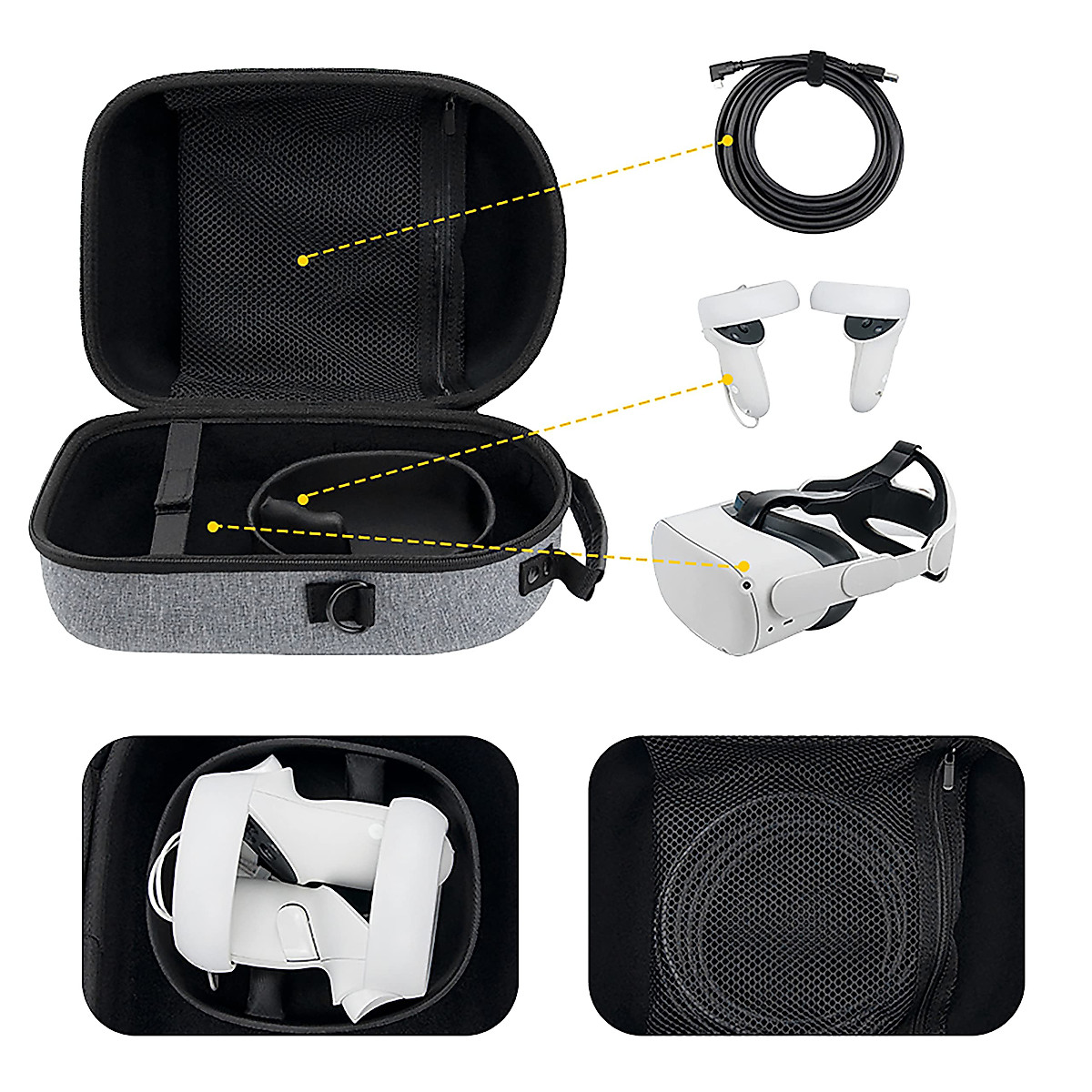 subeirey Carrying Case for Quest 2 Advanced All-in-One Virtual Reality Headset, Designed for Portable Protection of Your VR Headset & Accessories