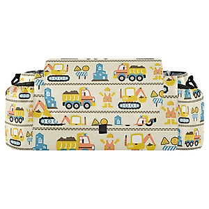 Cartoon Car Stroller Organizer with Cup Holder Universal Stroller Organizer Bag Detachable Shoulder Strap Stroller Accessories for Diaper Snacks Toys Keys Fit All Baby Stroller