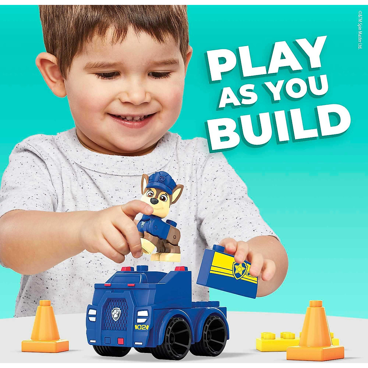 MEGA BLOKS Paw Patrol Chase's Patrol Car Building Set with 1 Chase Figure, 10 Blocks and Special Pieces, Toy Gift Set for Ages 3 and Up