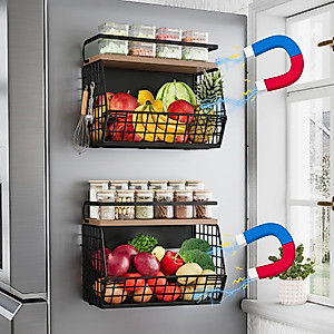 Clothink Magnetic Shelf for Fridge, Onion and Potato/Spice/Snacks/Fruit and Vegetable Storage and Organizer, Wire Basket for Pantry, Kitchen Countertop, RV and Laundry