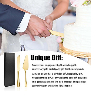 Zoyiancy Wedding Cake Knife and Server Set, Gold Cake Cutting Set, Stainless Steel Cake Cutter Slicer, Cake Cutter Set for Wedding, Birthday, Parties and Events