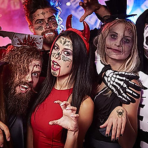 TATUWST Halloween Spider Face Temporary Tattoos -22 Sheets Shoulder Back Body Art Spider Sticker for Witch Halloween Costume Cosplay Theme Party Women Girls Favors Theme Party Favors Supplies