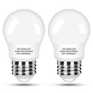 LED Refrigerator Light Bulb 40 Watt Equivalent, 120V Fridge Appliance Light Bulb 4W Daylight White 5000K, Waterproof A15 Fridge Light Bulbs 450LM, E26 Freezer Light Bulbs Non-dimmable, 2Packs