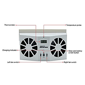 Solar Powered Car Window Fan Universal Solar Car Window Exhaust Fan Car Window Cooler Fan Air Ventilator Exhaust Radiator