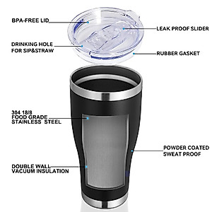 DOMICARE 30 oz Tumbler with Lid and Straw, Stainless Steel Tumblers Bulk, Insulated Vacuum Double Wall Coffee Travel Mug, Powder Coated Tumbler, Black 8 Pack