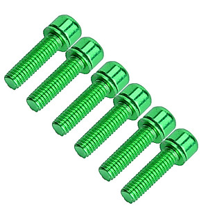6pcs M5x25mm Bike Water Bottle Cage Bolts, Titanium Alloy M5 Hex Socket Tapping Screw for Bottle Holder Bracket Rack Cycling Bracket Bolt for Bike Bottle (Green)