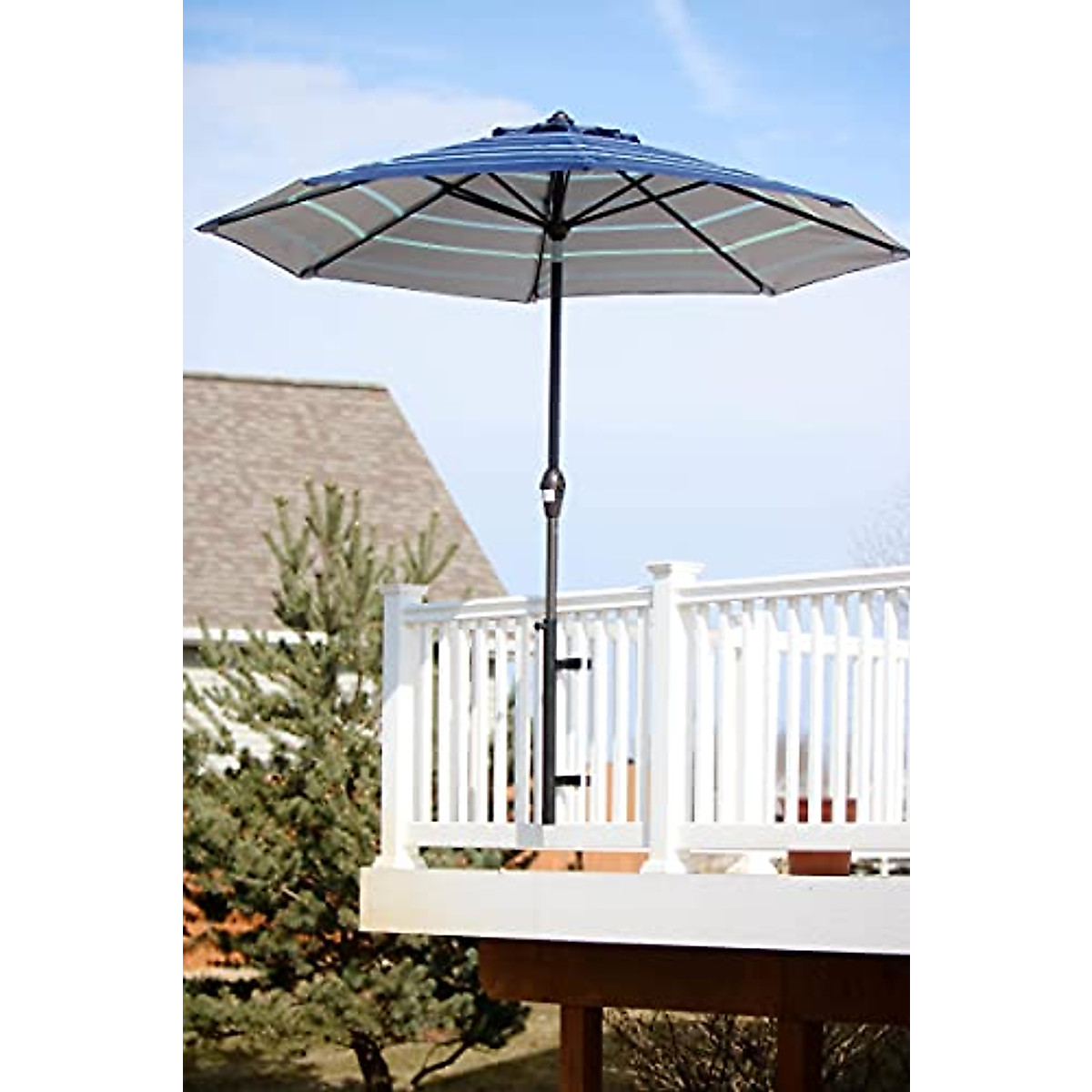 LOVE YOUR DECK | Patio Umbrella Holder | Outdoor Umbrella Base and Mount | Attaches to Railing Maximizing Patio Space and Shade