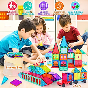 LUDILO 146PCS Magnetic Tiles Building Blocks Set for Kids Magnetic Blocks Magnet Tiles Building Toys 3D Clear Magnetic Toys Preschool Learning Stem Toys for 4 5 6 7 8 9 Year Old Girls Boys Xmas Gifts