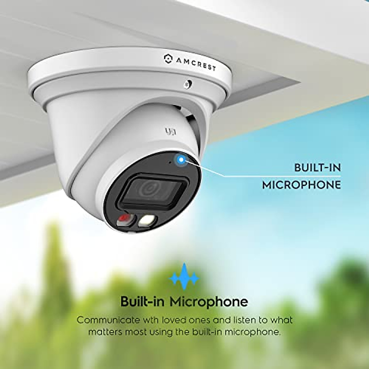 Amcrest UltraHD 4K (8MP) IP PoE AI Camera, 49ft Nightcolor, Security Outdoor Turret Camera, Built-in Microphone, Human Detection, Active Deterrent, 129° FOV, 4K@15fps IP8M-2779EW-AI (White)