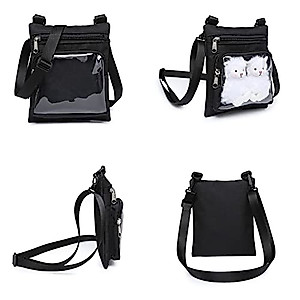 CHERRY SAUCE Small Ita Bag Crossbody Bag Heart Shaped Ita Purse Shoulder Bags Pin Bag for Anime (CS2119-Black)
