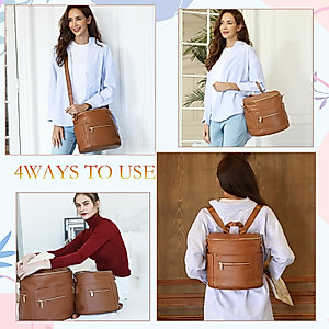 miss fong Leather Diaper Bag Backpack, Backpack Diaper Bag with Changing Pad(Regular + Mini)