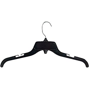Hangon Recycled Plastic with Notches Shirt Hangers, 17 Inch, Black, 100 Pack