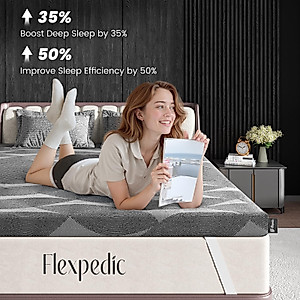 Flexpedic Firm Mattress Topper 3 Inch Queen Size - Advanced Gel Infused Memory Foam Bed Topper for Deep Pain Relief - Breathable & Washable Cover - CertiPUR-US Certified Comfort Enhancement