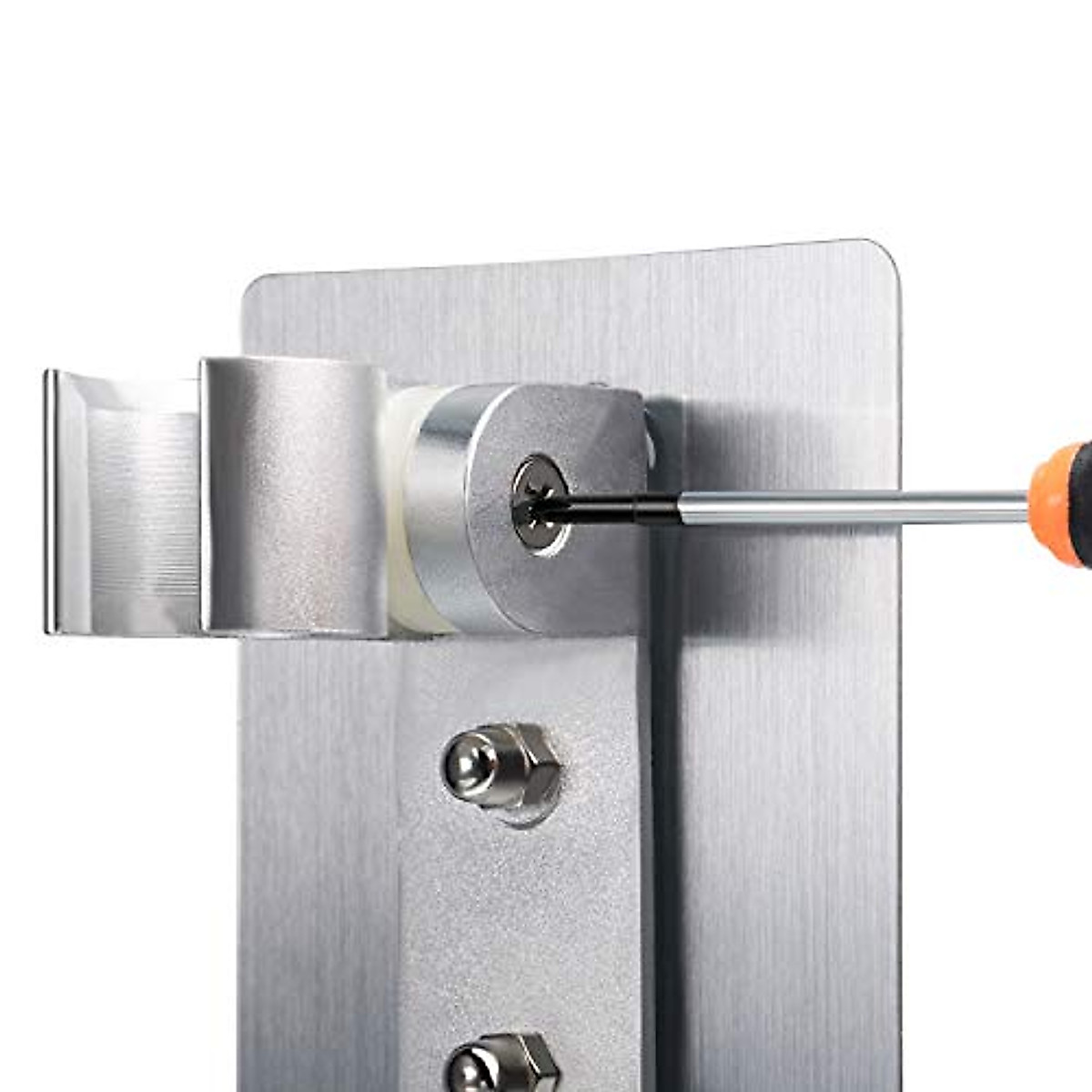 Shower Head Holder Strong Adhesive Shower Head Wall Mounting Bracket Adjustable Shower Wand Holder with 2 Hanger Hooks No Drill Need (2)
