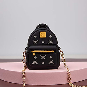 Jowhep Case for AirPod 2/1 Backpack Luxury Design Cute Silicone Cover Fashion Cool Funny Soft Stylish Fun Girly for Air Pods Girls Women Teen Kawaii Shell Cool Chain Cases for AirPods 1/2 Bag