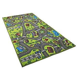 Kids Carpet Playmat Rug City Life Great for Playing with Cars and Toys - Play, Learn and Have Fun Safely - Kids Baby, Children Educational Road Traffic Play Mat, for Bedroom Play Room Game Safe Area