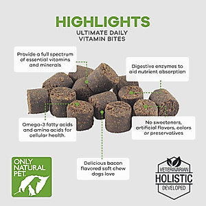 Only Natural Pet Ultimate Daily Vitamins - Complete Multivitamin Supplement for Dogs Balanced Health & Vitality - Senior Small & Large Canine Food Immune Digestive Support -60 Soft Chews (Pack of 2)