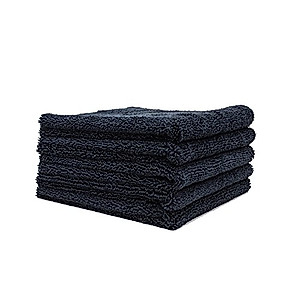 Autofiber Zeroedge Detailing Towel (Pack of 5) Edgeless Microfiber Polishing, Buffing, Window, Glass, Waterless, Rinseless, Car Wash Towels, 360 GSM (Black)