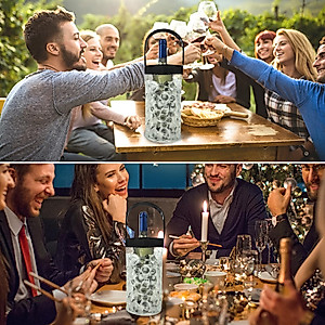 Pallesen 2 Pack Ice Wine Bag Portable Collapsible Clear Wine Pouch Cooler with Handle Wine Bottle Chiller Ice Bucket Tote for Outdoor, 750ml Standard Size Red Wine, White Wine, Cold Beer, Iced Drinks