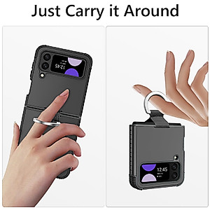 GUAGUA Compatible with Samsung Galaxy Z Flip 3 Case 5G 6.7 Inch Hybrid 2 in 1 Hard PC Soft TPU Heavy Duty Rugged Shockproof Full-Body Protective Phone Cover for Samsung Z Flip3, Black