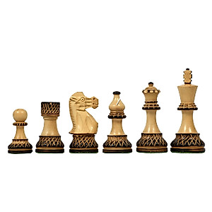 CHESSBAZAAR 3.8" King Burnt Blazed Chess Set for Adults & Kids, Wooden Chess Pieces only in Burnt Boxwood